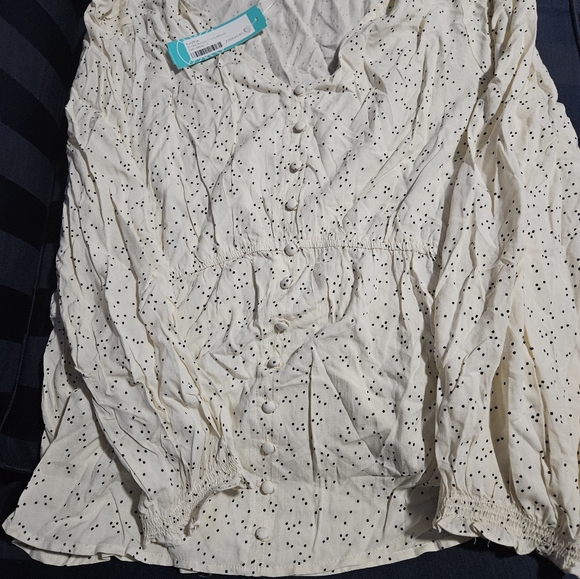fun 2 fun | Tops | Fun2fun Emilia Buntton Front Blouse Large | Poshmark